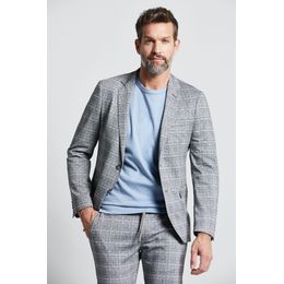 Sakko Bugatti, Herren, Gr. 60, grau, 86% Polyester, 8% Viskose, 6% Elasthan, slim fit, Manschette, Sakkos Sakko, mit Seitenschlitz