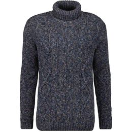 Rollkragenpullover Ragman, Herren, Gr. 48, blau (blau, 177), Strick, 100% Baumwolle, ohne Ausschnitt, Pullover Rollkragenpullover