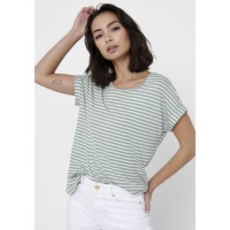 Kurzarmshirt Only "ONLMOSTER STRIPE S/S O-NECK TOP JRS NOOS", Damen, Gr. L (40), gr&uuml;n (jadeite with stripes), Jersey, Obermaterial: 75% Viskose, 20% Polyester, 5% Elasthan, gestreift, regular fit normal, Rundhals, Aufschlag, Shirts Kurzarmshirt, gestreift, l&auml;ssig geschnitten, Jersey, Rundhals, Viskosemischung