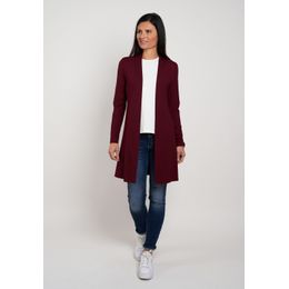 Cardigan Seidel Moden, Damen, Gr. 46, rot (bordeaux,48), Jersey, Obermaterial: 95% Viskose, 5% Elasthan, unifarben, normal h&uuml;ftbedeckend, Rundhals, abgesteppt, Strickjacken Cardigan, ohne Verschluss und aus Viskose MADE IN GERMANY