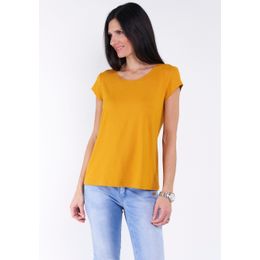 T-Shirt Seidel Moden, Damen, Gr. 54, braun (messing), Jersey, Obermaterial: 95% Viskose, 5% Elasthan, unifarben, figurumspielend h&uuml;ftlang, Rundhals, abgesteppte Kante, Shirts T-Shirt, mit Kappen&auml;rmel, MADE IN GERMANY