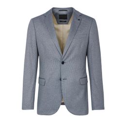 Sakko Bugatti, Herren, Gr. 58, blau (hellblau), 78% Polyester, 17% Viskose, 5% Elasthan, slim fit, Manschette, Sakkos Sakko, aus Jersey