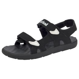Sandale Timberland "PERKINS ROW BACKSTRAP SANDAL", M&auml;dchen, Gr. 40, schwarz-wei&szlig; (schwarz, wei&szlig;), Synthetik, Schuhe Sandale, mit Klettverschlu&szlig;