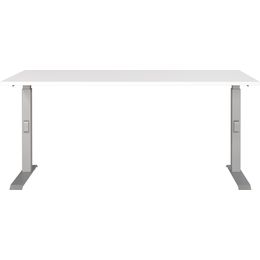 Schreibtisch Germania "Downey", wei&szlig; (wei&szlig;, silber, silber, wei&szlig;), B:160cm H:91cm T:80cm, Tische, Schreibtisch, h&ouml;henverstellbar von 68-91 cm, verf&uuml;gbar in verschiedenen Breiten