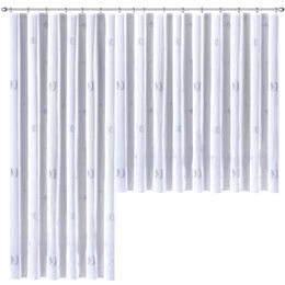 Weckbrodt-Gardinen Gardine WECKBRODT "Laura" Gr. 28, blau (blau, naturfarben), B:500cm H:240cm, Voile, Polyester, Gardinen, Gardine, Voile, bedruckt, Allover, halbtransparent, Beschwerungsband, Store