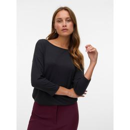 V&eacute;ro Moda 3/4-Arm-Shirt VERO MODA "VMAVA 3/4 TOP JRS GA NOOS", Damen, Gr. S, schwarz, Jersey, Obermaterial: 95% Lyocell, 5% Elasthan, unifarben, normal, Rundhals, Shirts 3/4-Arm-Shirt, Materialmix, regular fit