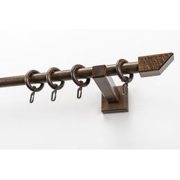Gardinenstange Garesa "CUBUS", braun (nussbaum), L:240cm &Oslash;:20mm, Holzwerkstoff, Gardinenstangen, Gardinenstange, Vorhanggarnitur, verl&auml;ngerbar, Endknopf abgeschr&auml;gt, mit Ringe