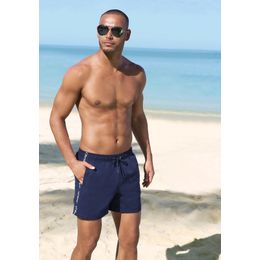 Badeshorts s.Oliver, Herren, Gr. XXL (58/60), N-Gr, blau (marine), Recycling-Polyester, unifarben, Badehosen Badeshorts, mit Markenschriftz&uuml;gen, Topseller