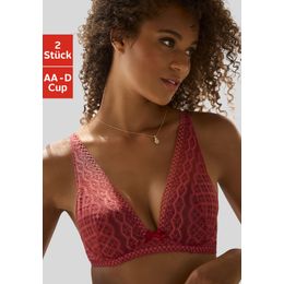Push-up-BH Petite Fleur, Damen, Gr. 90, Cup B, braun (haselnuss, puder), Microtouch, Obermaterial: 60% Polyamid, 35% Polyester, 5% Elasthan, BHs Push-up-BH, in modischem High-Apex Schnitt