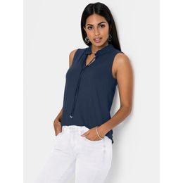 Shirttop Inspirationen, Damen, Gr. 36, blau (dunkelblau), 95% Viskose, 5% Elasthan, unifarben, V-Ausschnitt, Tops Shirttop