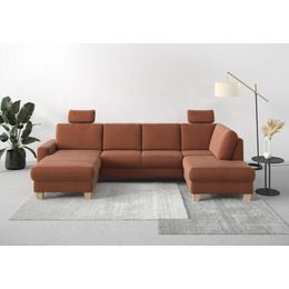 Wohnlandschaft Home Affaire "Summer U-Form", rosa (kupfer), B:314cm H:91cm T:170cm, 95% Polyester, 5% Polyamid, Sofas, Wohnlandschaft, mit oder ohne Bettfunktion und Bettkasten, Cord-Bezug