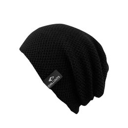 Beanie Chillouts "Osaka Hat", Damen, schwarz, Strick, Baumwolle, unifarben, M&uuml;tzen Beanie, Slouch-M&uuml;tze mit strukturierter Oberfl&auml;che