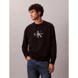 Sweatshirt Calvin Klein Jeans "LS EU 350TERRY MONOLOGO CN SWTSH", Herren, Gr. L, schwarz, Sweatware, Obermaterial: 100% Baumwolle, unifarben, oversize normal, Rundhals, eingesetzt B&uuml;ndchen, Sweatshirts Sweatshirt, Rundhalsausschnitt, regular fit