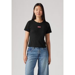 Levi's T-Shirt LEVI'S "LSE GRAPHIC RICKIE", Damen, Gr. L (40), schwarz, Jersey, Obermaterial: 100% Baumwolle, normal taillenbedeckt, Rundhals, Shirts T-Shirt, Kontrastfarbene LEVI`S- Applikation