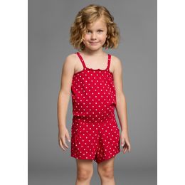 Kurzoverall Kidsworld "f&uuml;r kleine M&auml;dchen", M&auml;dchen, Gr. 92, N-Gr, rot (rot, wei&szlig;), Jersey, Obermaterial: 100% Baumwolle, bedruckt, gepunktet, kurz, Overalls Kurzoverall, niedlich gepunktet