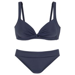Triangel-Bikini Lascana, Damen, Gr. 38, Cup A, blau (marine), Polyamid, unifarben, Bikini-Sets Triangel-Bikini, in Bralette-Form
