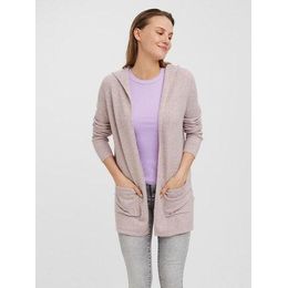 V&eacute;ro Moda Strickjacke VERO MODA "VMDOFFY LS OPEN HOOD CARDIGAN GA NOOS", Damen, Gr. XL, rosa (woodrose melange), Strick, Obermaterial: 94% Polyester, 3% Elasthan, 3% Nylon, meliert, regular fit Po-bedeckend, Rundhals, Strickjacken Strickjacke