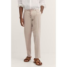 Bundfaltenhose Bugatti, Herren, Gr. 34, L&auml;nge 34, beige (30, beige), 56% Baumwolle, 42% Leinen, 2% Elasthan, unifarben, gerade, unten schmal, Hosen Bundfaltenhose, mit Baumwoll-Leinen-Mix