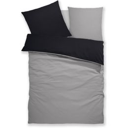 Bettw&auml;sche OTTO HOME "Desner2", grau (schwarz, hellgrau), B/L: 135cm x 200cm, 1 Stk., 1 Stk., Microfaser, B/L: 80cm x 80cm, 2, Microfaser, Obermaterial: 100% Polyester, Bettw&auml;sche, Bettw&auml;sche, Premium Qualit&auml;t, sehr weich, uni, ab 135x200 cm