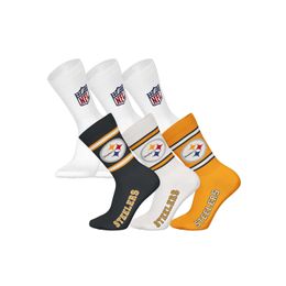 Kurzsocken NFL "Socken NFL 6Pack Crew Socks 6er Pack", Damen, Gr. 39-42, bunt (pittsburgh steelers, wei&szlig;), Obermaterial: 58% Baumwolle CO. 39% Polyester PES. 3% Elasthan EL., Socken Kurzsocken