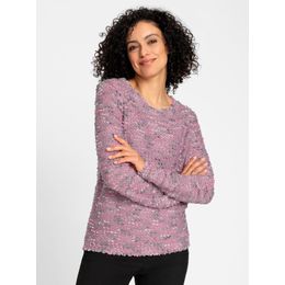 Rundhalspullover Inspirationen "Pullover", Damen, Gr. 48, lila (mauve, meliert), 75% Polyacryl, 20% Polyester, 5% Baumwolle, gemustert, mehrfarbig, Pullover Rundhalspullover