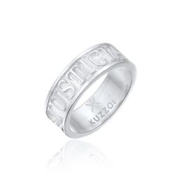 Silberring Kuzzoi "Ring Herren Bandring Schriftzug 925 Silber" Gr. 64, silber, Fingerringe, Damen, 64, Silber 925 (Sterlingsilber), Silberring