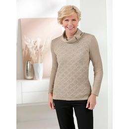 Rollkragenpullover CLASSIC "Pullover", Damen, Gr. 38, beige (sand), 70% Polyacryl, 30% Schurwolle, unifarben, Pullover Rollkragenpullover