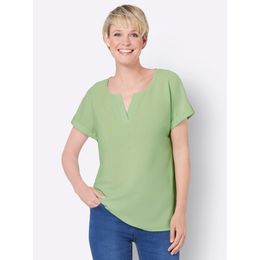Schlupfbluse Classic Basics, Damen, Gr. 54, gr&uuml;n (reseda), 100% Polyester, unifarben, Rundhals, Blusen Schlupfbluse