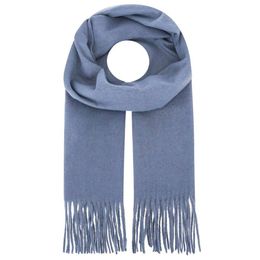 Schal Zwillingsherz "Wollmix Uni", Herren, blau, Materialmix, Modet&uuml;cher Schal, mit Fransenabschluss
