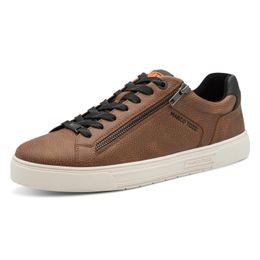 Sneaker Marco Tozzi, Herren, Gr. 43, braun (cognac), Lederimitat, unifarben mit Farbeinsatz, Schuhe Sneaker, Freizeitschuh, Halbschuh, Schn&uuml;rschuh mit seitlicher Logopr&auml;gung