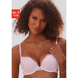 Push-up-BH Vivance, Damen, Gr. 85, Cup C, wei&szlig;, Microtouch, Obermaterial: 60% Polyamid, 35% Polyester, 5% Elasthan, BHs Push-up-BH, rundherum mit floraler Spitze, Dessous