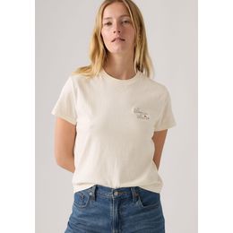 Levi's T-Shirt LEVI'S, Damen, Gr. XS (34), love in levi's egret, Jersey, Obermaterial: 100% Baumwolle, bedruckt, normal h&uuml;ftlang, Rundhals, Shirts T-Shirt