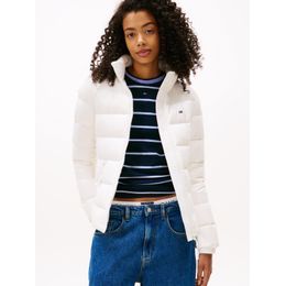 Steppjacke Tommy Jeans "TJW SLIM ZIP PRINT DOWN JACKET", Damen, Gr. XS (34), beige (ecru), Web, Obermaterial: 100% Nylon, slim fit, elastischer Bund, Jacken Steppjacke