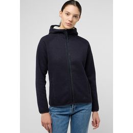 Fleecejacke Jack Wolfskin "KAMINFEUER HOODED JKT W", Damen, Gr. L (42/44), blau (schwarz, navy), Obermaterial: 100% Polyester. Kontrast: 100% Polyamid . Futter: 100% Polyester, Jacken Fleecejacke