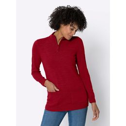 Stehkragenpullover Classic Basics "Pullover", Damen, Gr. 46, rot, 100% Polyacryl, meliert, unifarben, Pullover Stehkragenpullover