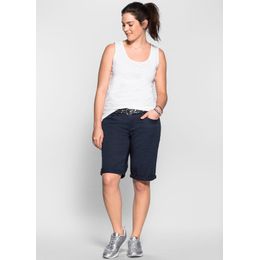 Bermudas sheego, Damen, Gr. 54, Normalgr&ouml;&szlig;en, blau (marine), 97% Baumwolle, 3% Elasthan, unifarben, Hosen Bermudas