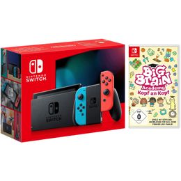 NINTENDO SWITCH Konsolen-Set "Switch Neon r/b + Gratis Big Brain Academy: Kopf an Kopf (UVP 29,99)", bunt (neonrot, neonblau), B:23,9cm H:10,2cm T:1,39cm, Spielekonsolen, Konsolen-Set