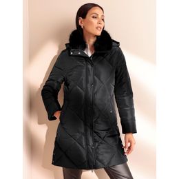 Langjacke Heine, Damen, Gr. 34, schwarz, 100% Polyester, Fellimitat:100% Polyester, Wattierung:100% Polyester, unifarben, Jacken Langjacke