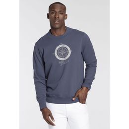 Sweatshirt DELMAO, Herren, Gr. XXL (60/62), blau (indigo blau), angeraute Sweatware, Obermaterial: 60% Baumwolle, 40% Polyester, bedruckt, normal normal, Rundhals, Rippb&uuml;ndchen, Sweatshirts Sweatshirt, lange &Auml;rmel, l&auml;ssige Passform, mit Print, Rundhals, Topseller