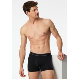 Boxershorts Schiesser "Pure Micro", Herren, Gr. 9, schwarz (000, schwarz), Microfaser, Obermaterial: 75% Modal, 15% Polyester, 10% Elasthan, unifarben mit Farbeinsatz, eng, Unterhosen Boxershorts, mit extra softem, &uuml;berzogenem Bundgummi