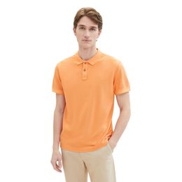 Poloshirt Tom Tailor, Herren, Gr. M, orange (fruity melon orange), Jersey, Obermaterial: 100% Baumwolle, unifarben, regular fit Po-bedeckend, ohne Ausschnitt, Shirts Poloshirt, mit Logo Stickerei