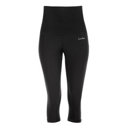 Leggings WINSHAPE "Functional Power Shape 3/4-Tights HWL202", Damen, Gr. S, Normalgr&ouml;&szlig;en, schwarz, 80% Polyester, 20% Elasthan, Hosen Leggings, High Waist mit Bauch-Weg-Effekt