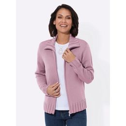 Cardigan Casual Looks, Damen, Gr. 48, rosa (ros&eacute;), 50% Baumwolle, 50% Polyacryl, unifarben, Strickjacken Cardigan