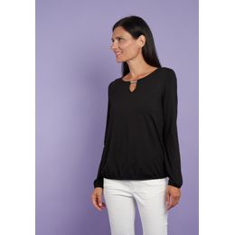 Langarmshirt Seidel Moden, Damen, Gr. 40, schwarz, Jersey, Obermaterial: 95% Viskose, 5% Elasthan, unifarben, regular fit taillenbedeckt, Rundhals, elastischer Bund, Shirts Langarmshirt, MADE IN GERMANY, Topseller