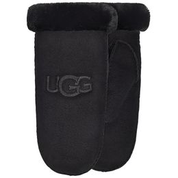 UGG Australia Lederhandschuhe UGG "W SHEARLING UGG EMBROIDER MITTEN", Damen, Gr. S/M (S/M), schwarz, Lammleder, unifarben, Handschuhe Lederhandschuhe