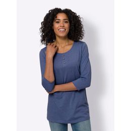Longshirt Classic Basics "Longshirt", Damen, Gr. 44, blau (royalblau, meliert), 65% Polyester, 35% Baumwolle, meliert, Rundhals, Shirts Longshirt