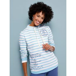 Sweatshirt Classic Basics, Damen, Gr. 54, aquamarin, ecru, geringelt, 100% Baumwolle, gemustert, gestreift, mehrfarbig, Sweatshirts Sweatshirt