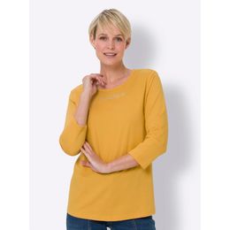 3/4-Arm-Shirt Classic Basics "3/4-Arm-Shirt", Damen, Gr. 44, gelb (ocker), 100% Baumwolle, unifarben, Rundhals, Shirts 3/4-Arm-Shirt