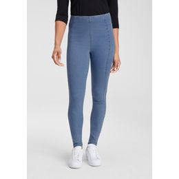 Jeansjeggings Arizona, Damen, Gr. 42, N-Gr, blau (bleached), Denim/Jeans, Obermaterial: 63% Baumwolle, 32% Polyester, 5% Elasthan, Basic, skinny fit lang, Jeans Jeansjeggings, extra-eng geschnittene Beinform, hohe Leibh&ouml;he
