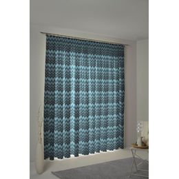 Vorhang WIRTH "Benewitz" Gr. 2, blau (petrol), B:132cm H:145cm, Jacquard, Baumwolle, Polyester, Gardinen, Vorhang